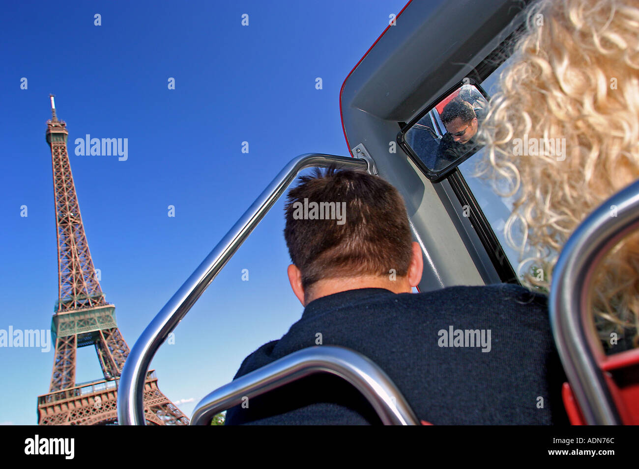 paris open top bus sightseeing city break eiffel tower romance Stock ...