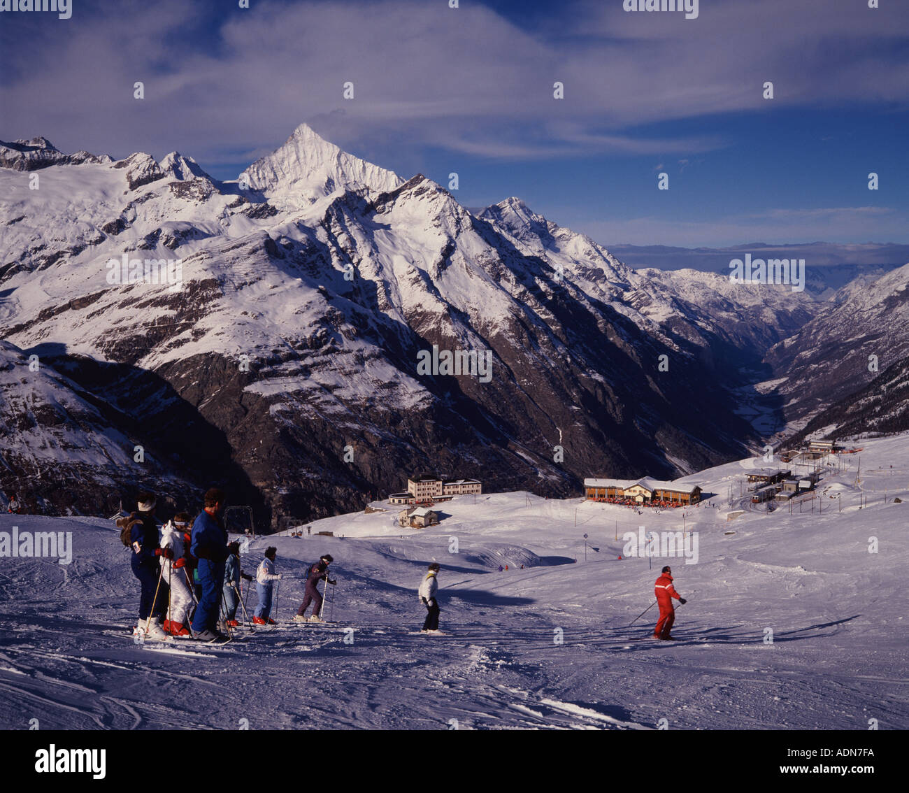 Switzerland Valais Zermat ski area and mountain of the Weisshorn Stock ...