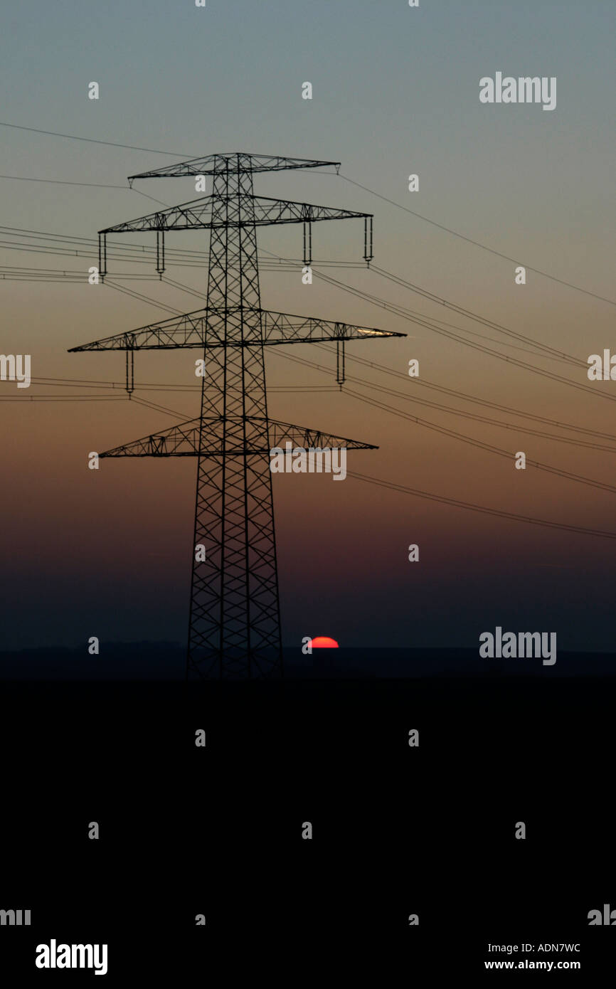 Electric utility by sunset Stock Photo - Alamy