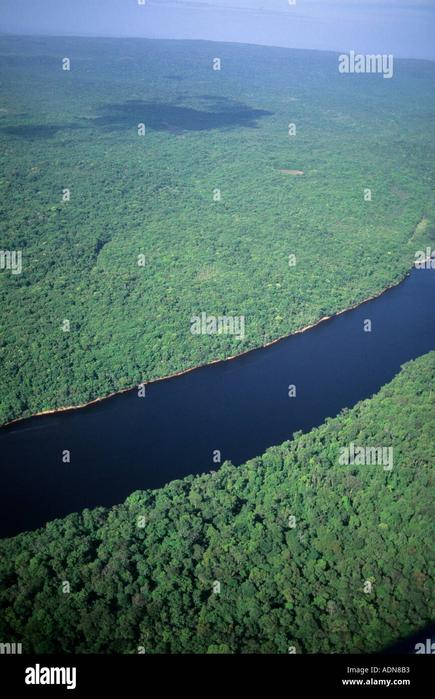 An aerial of the rain forest and river in Venezuela Stock Photo - Alamy