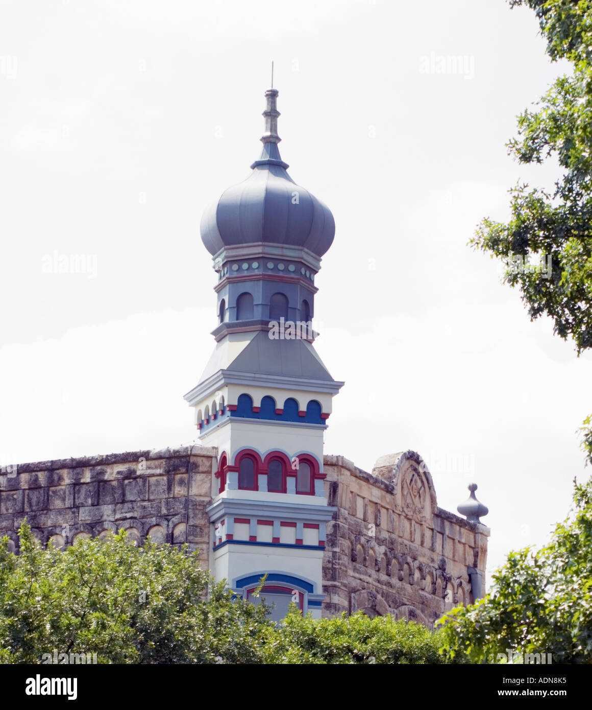 Colorful onion style dome with spire on downtown Georgetown, Texas ...