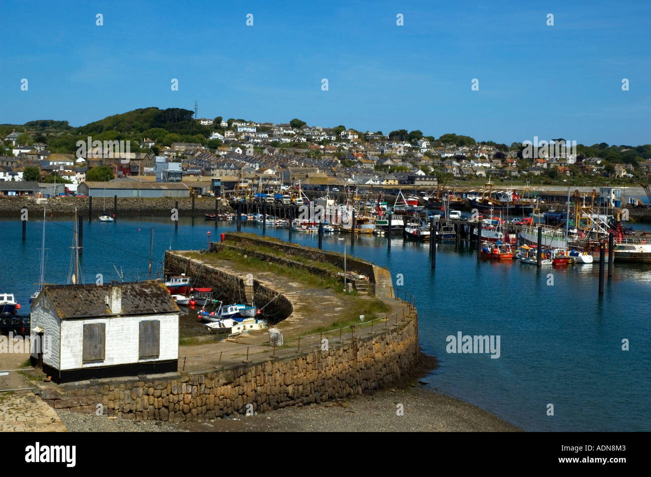 newlyn harbour near penzance,cornwall,england with the ancient harbour ...