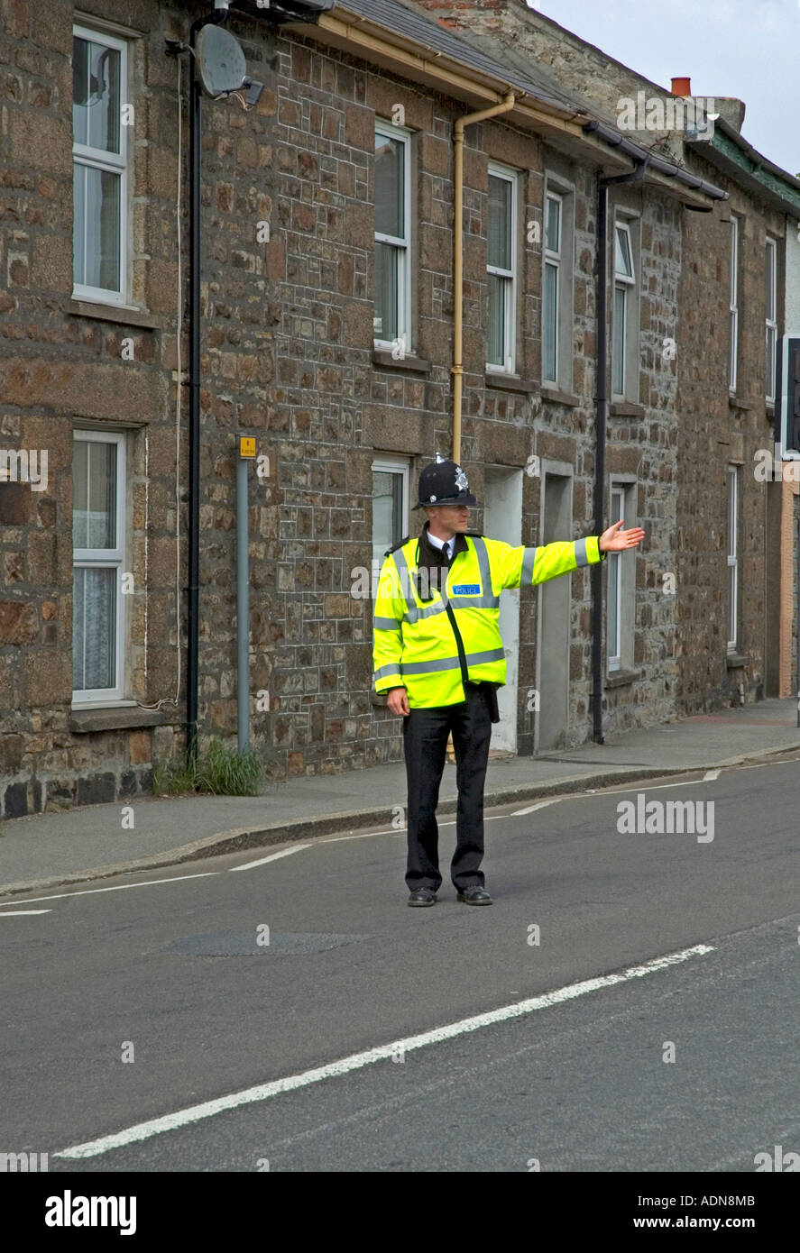 an english bobby on traffic duty in camborne,cornwall,england Stock ...