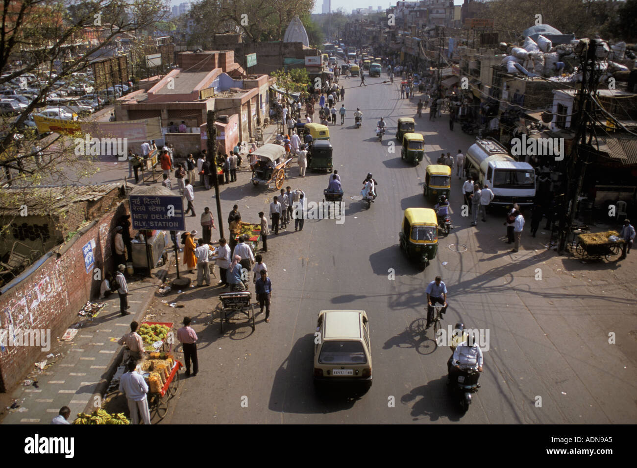 India Delhi street scene outside New Delhi train station Stock Photo ...