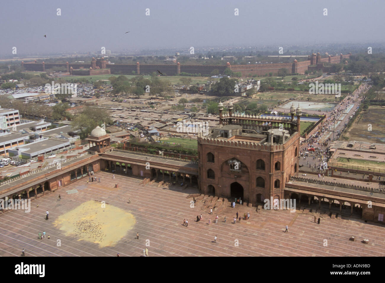 India Delhi view from Jama Masjid mosque looking towards the Red Fort ...