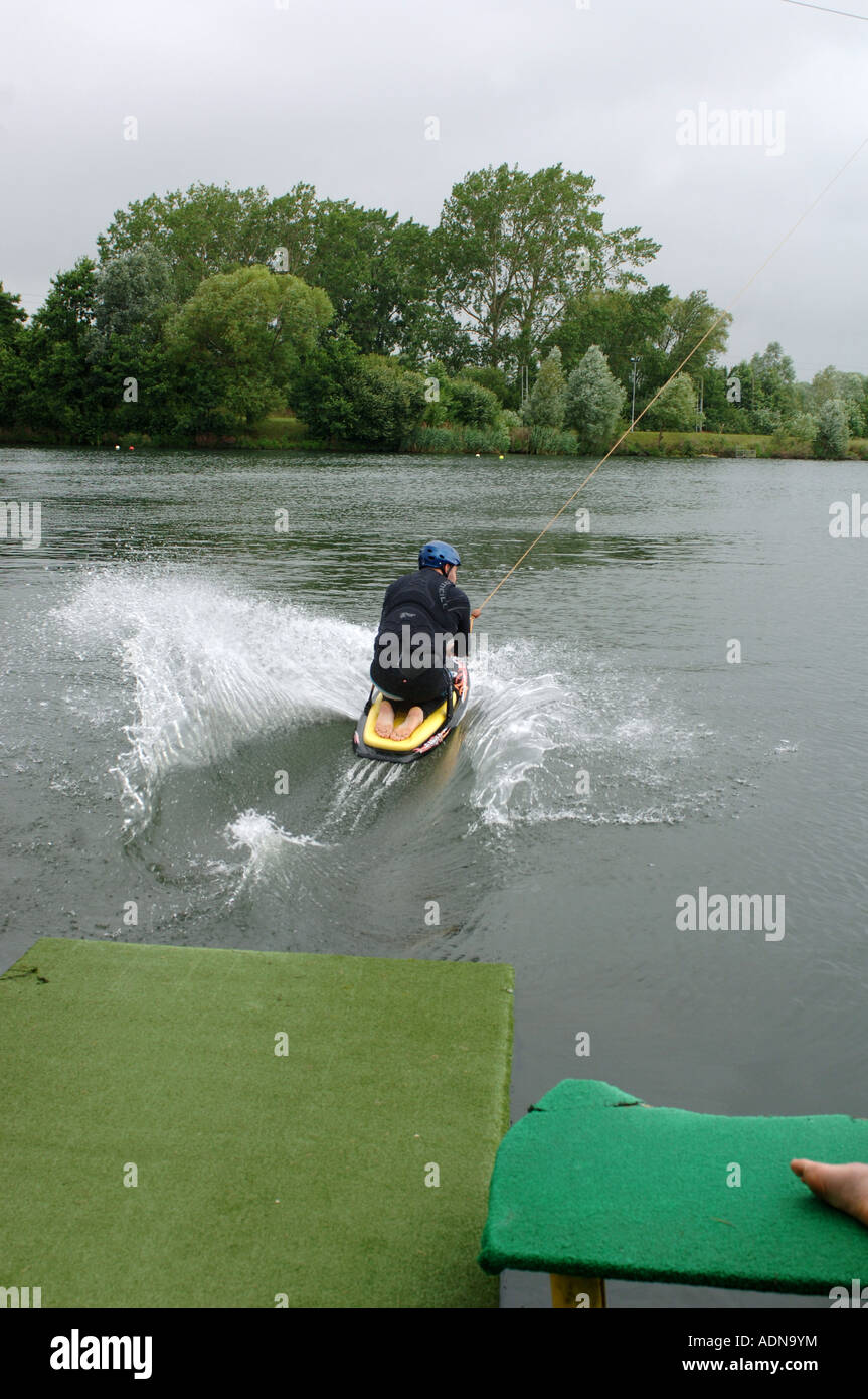 Wakeboarding and kneeboarding at Princes Club Middlesex England Stock ...