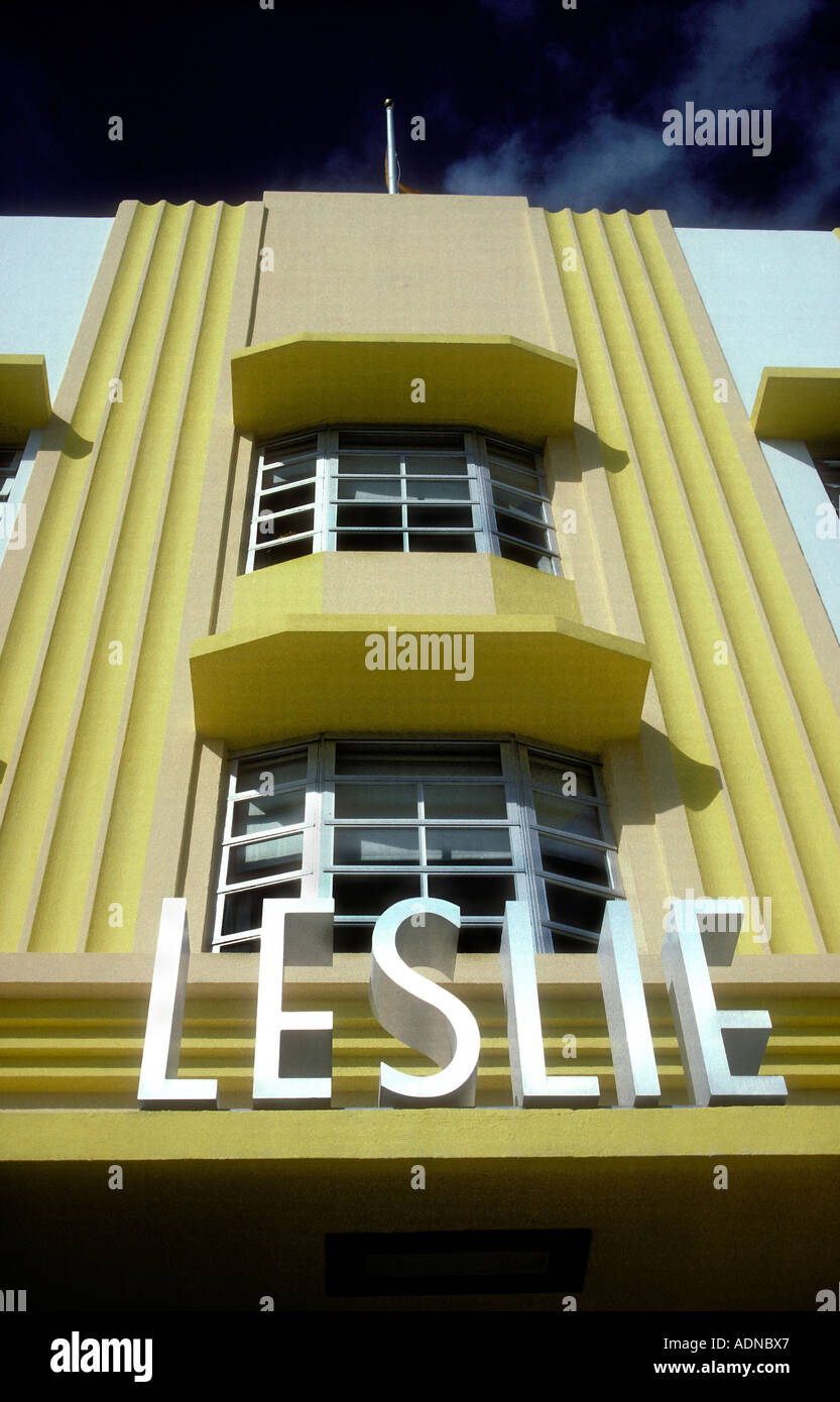 Leslie Hotel on Ocean Drive in Miami, Florida, USA Stock Photo - Alamy