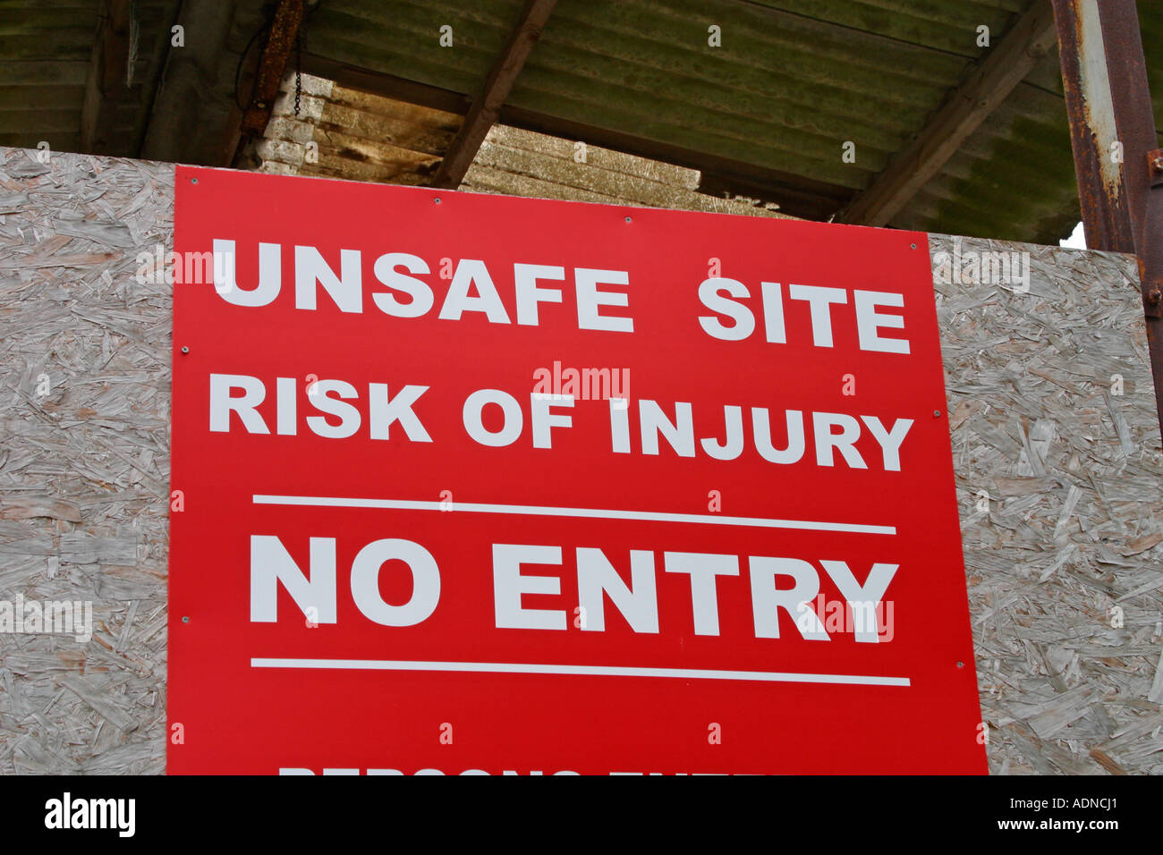 No entry sign at entrance to disused warehouse in Sussex, England Stock ...