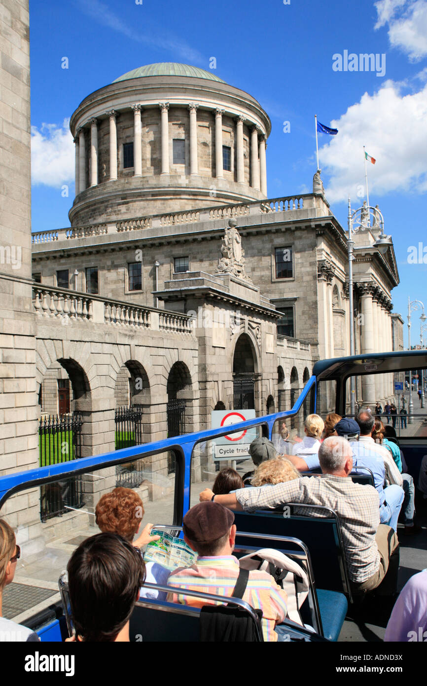 Four Courts in Dublin in Ireland seen from a City Tour bus Stock Photo ...