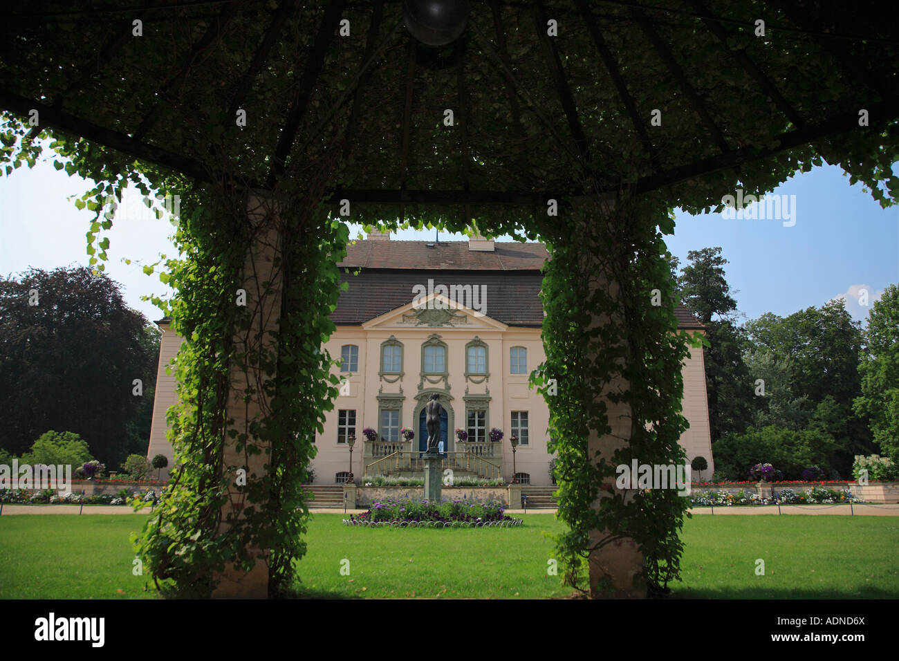 View from pergola onto palace, Chateau Park Branitz, Cottbus, Germany ...