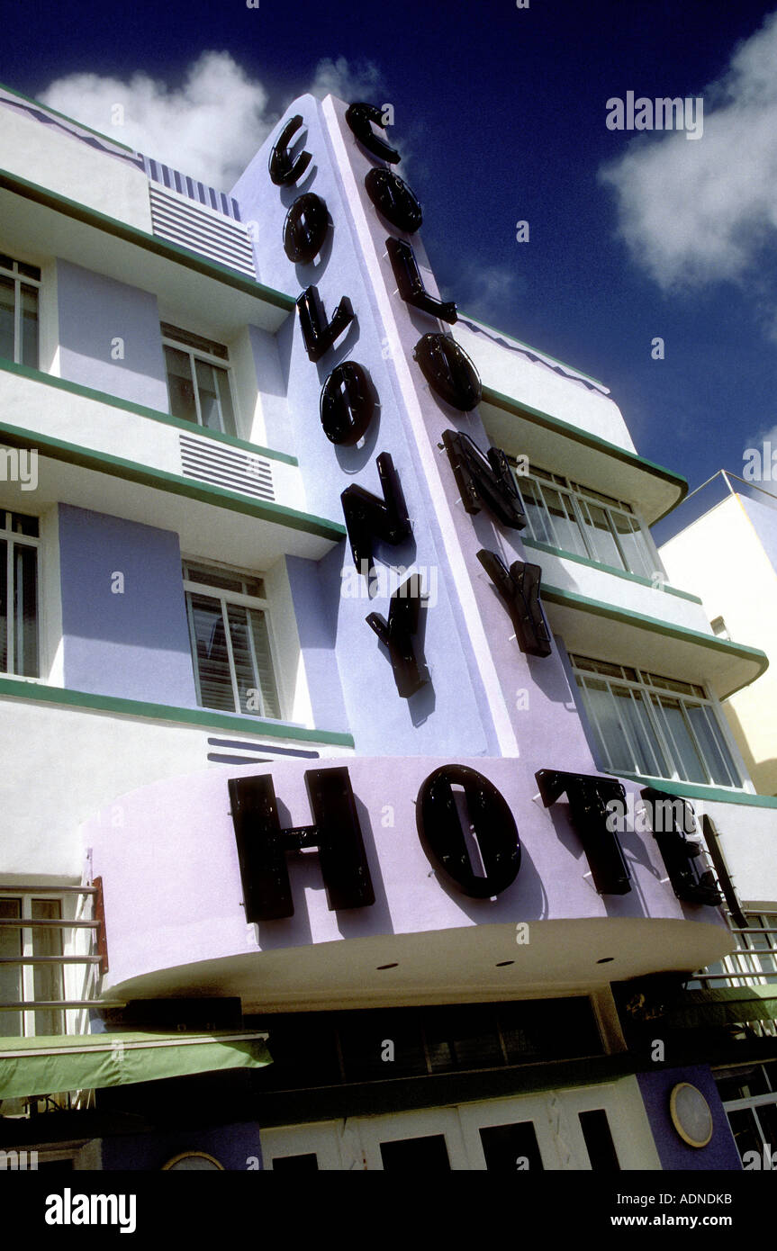 Colony Hotel on Ocean Drive, South Beach, Miami, Florida, USA Stock ...
