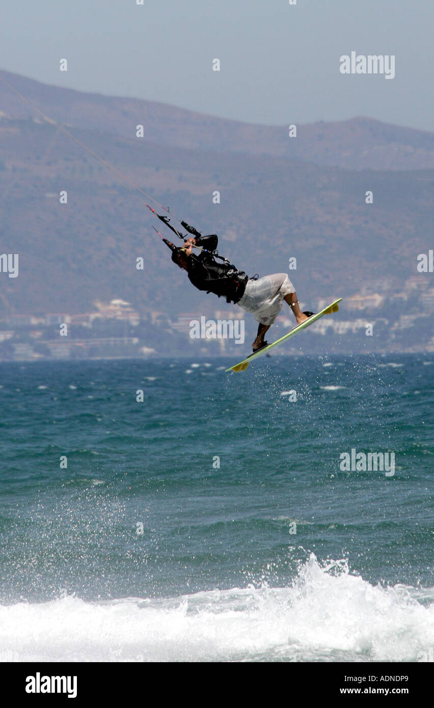 Kite surfer in the bay of Roses on the Costa Brava, Catalonia, Spain ...