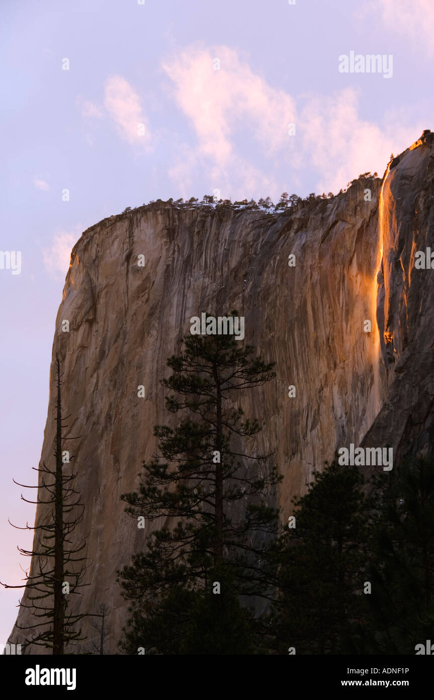 USA California Yosemite National Park Late afternoon light on Horsetail ...