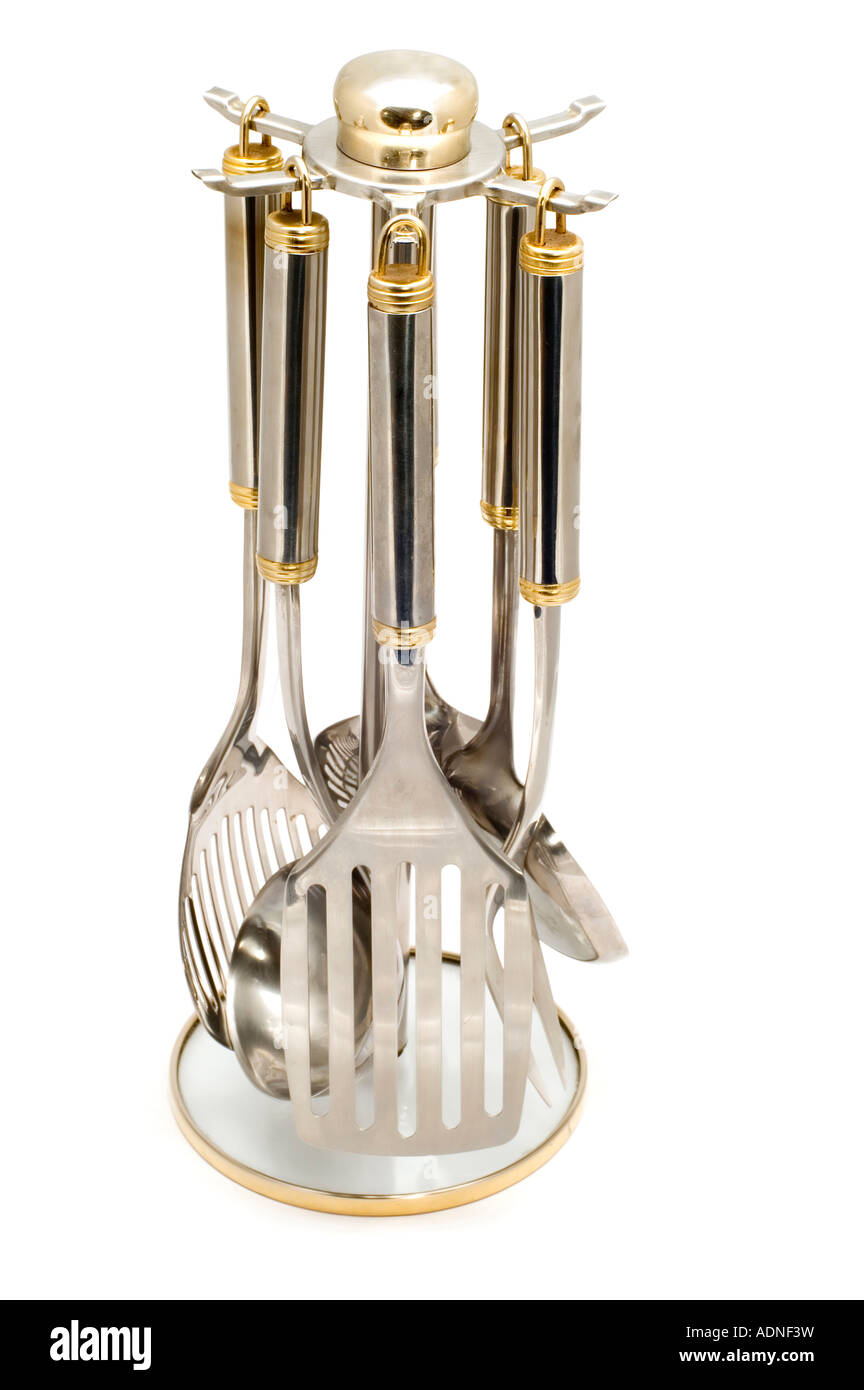series object on white stand for utensil Stock Photo - Alamy