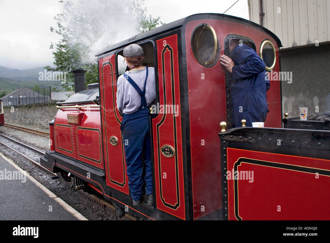 Engine Prince with Driver and Fireman at Blaenau Ffestiniog Gwynedd ...