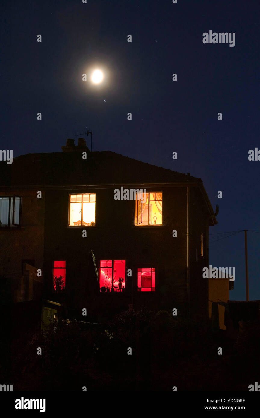 moon and a house at night time, ambleside, cumbria, UK Stock Photo - Alamy