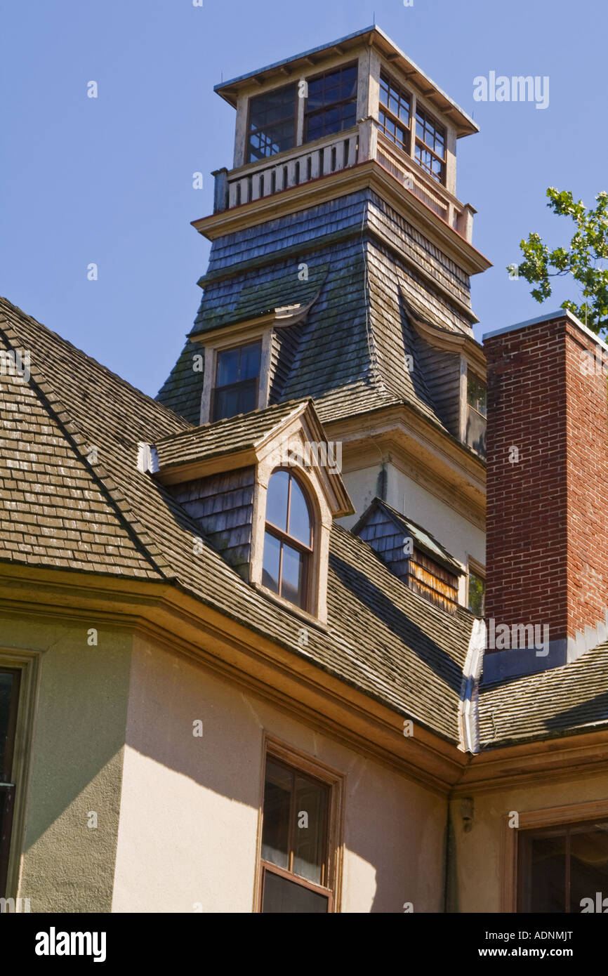 The tower of historic Batsto Mansion in Batsto in the Pine Barrens of ...
