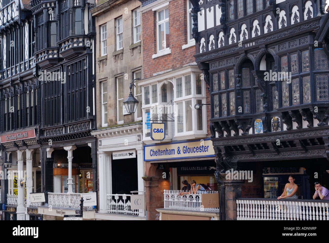 Rows and shop facades in Eastgate Street in the historic city of ...