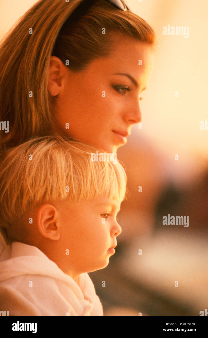 Side profile of a mother with her son Stock Photo - Alamy