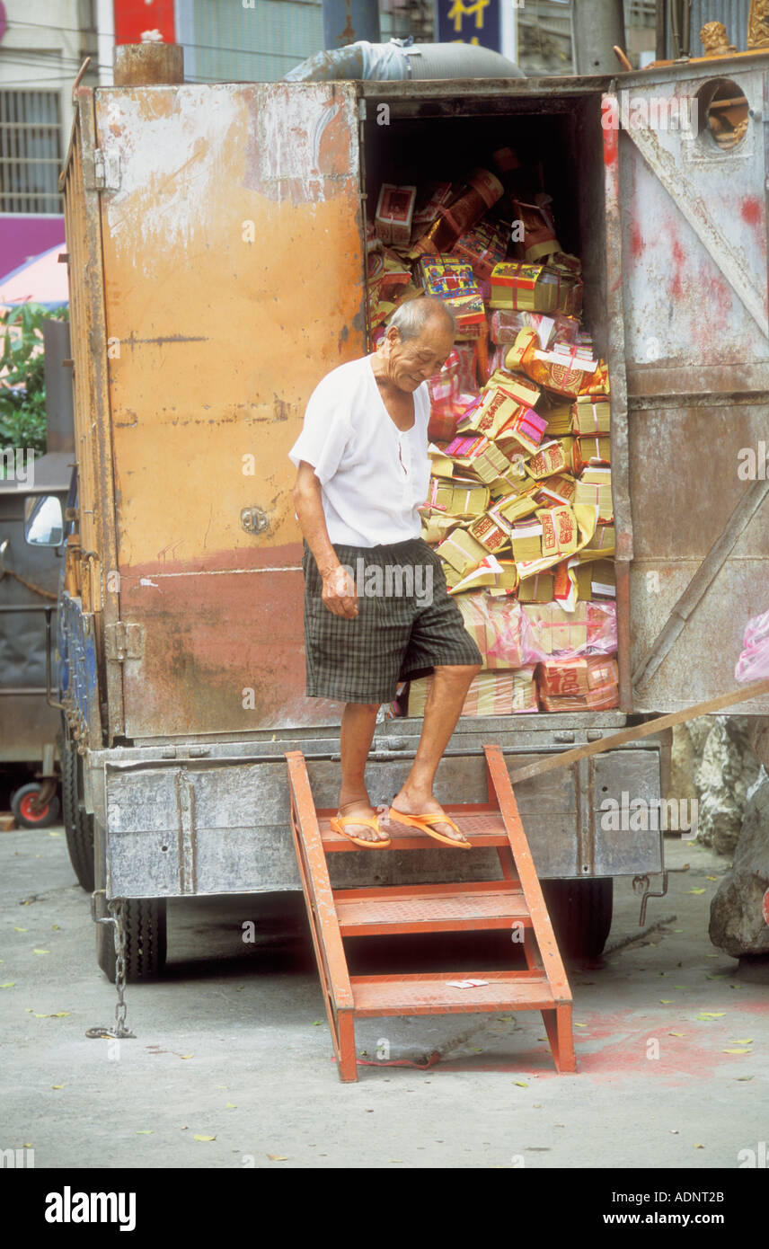 Taiwan Chinese Man Offering Ghost Spirit Money Republic of China Stock ...