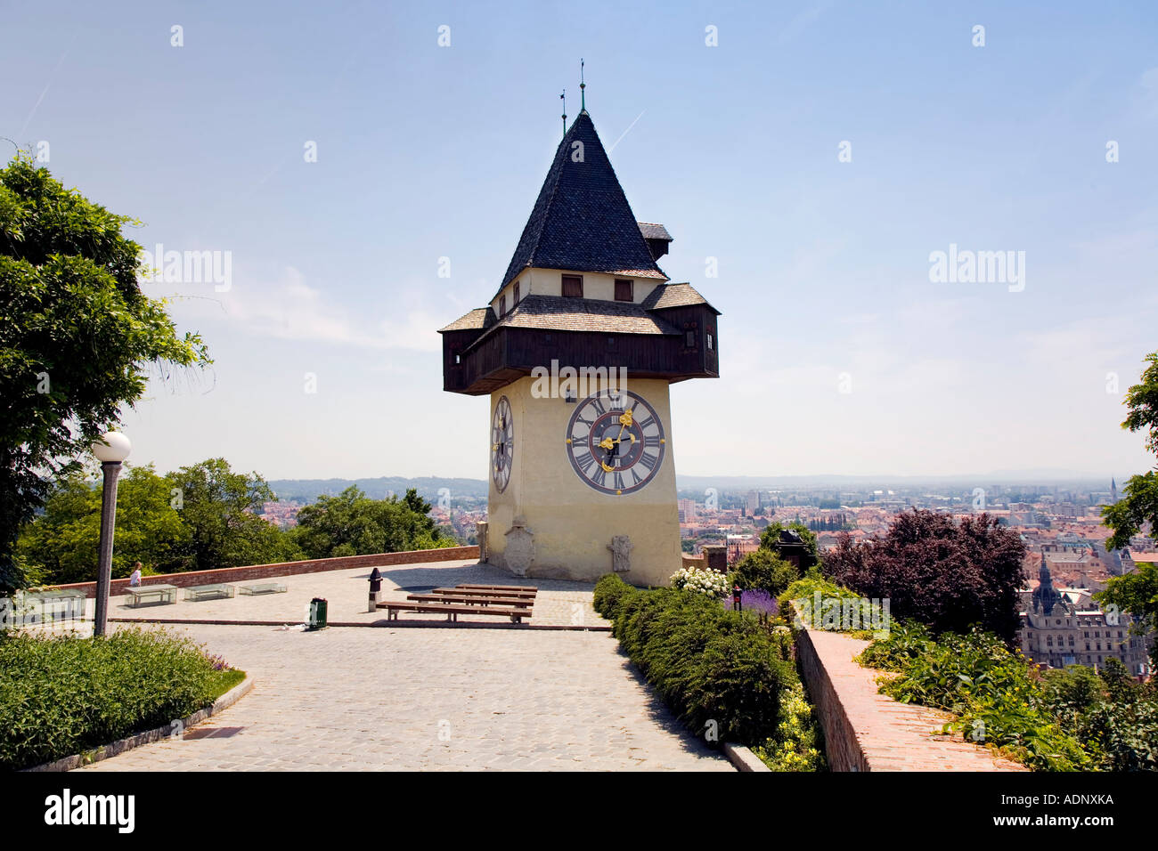 Grazer clock tower at the castle mountain, Graz, Styria, Austria Stock ...
