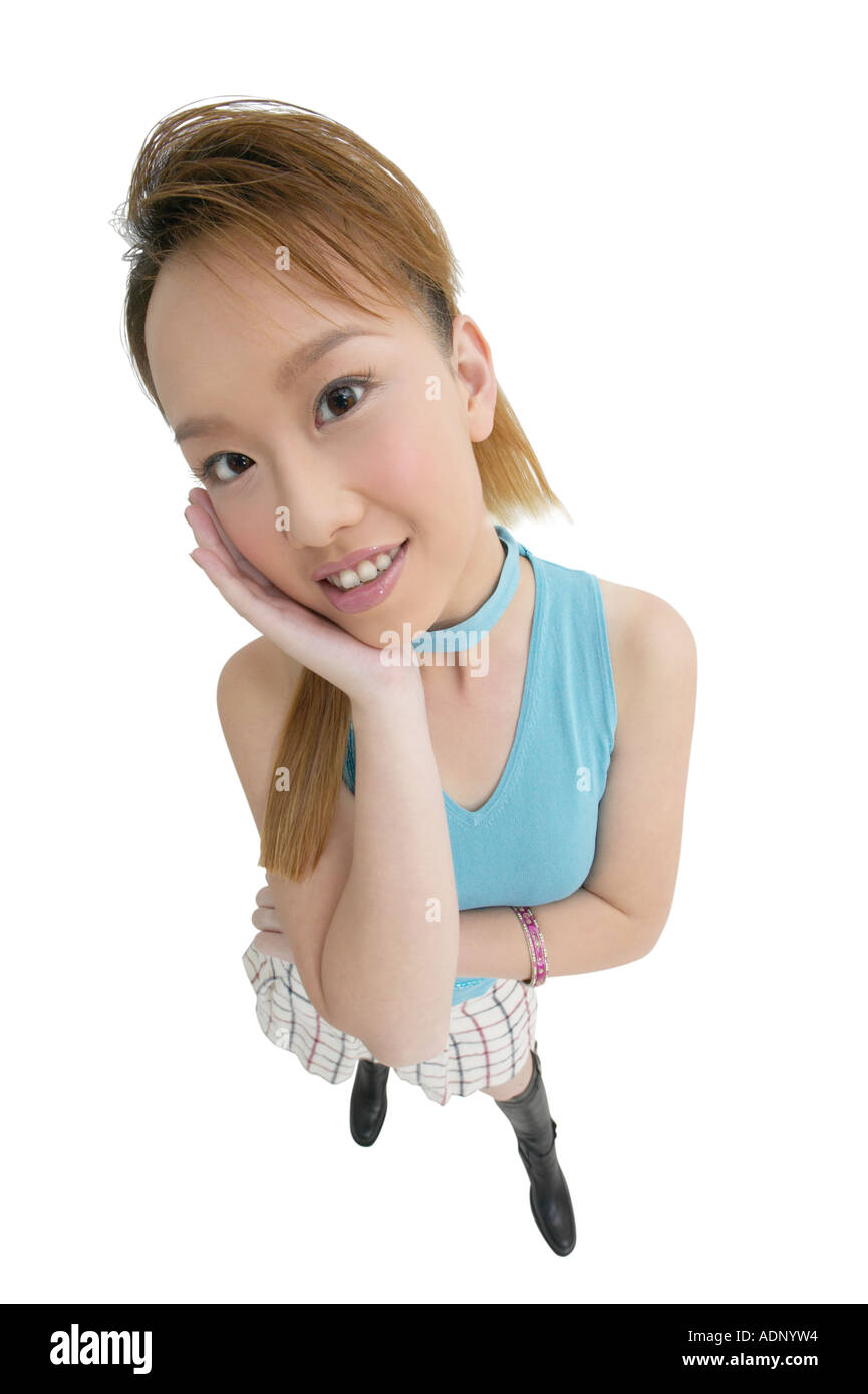 Beautiful woman hand on face chin Cut Out Stock Images & Pictures - Alamy