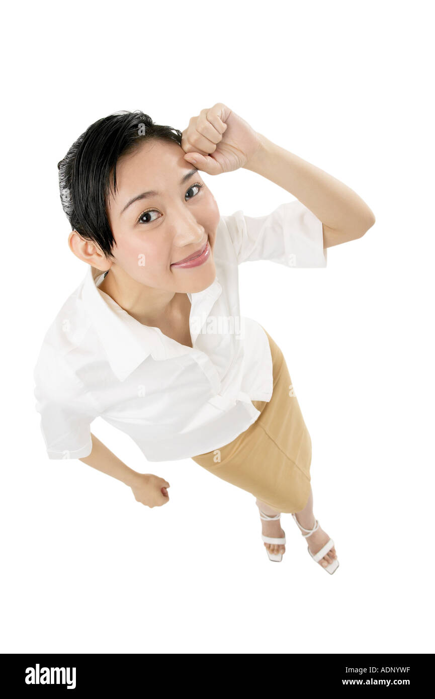 Close up woman face looking down Cut Out Stock Images & Pictures - Alamy