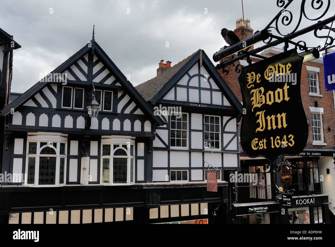 Ye Olde Boot Inn on Eastgate Street in the historic city of Chester ...