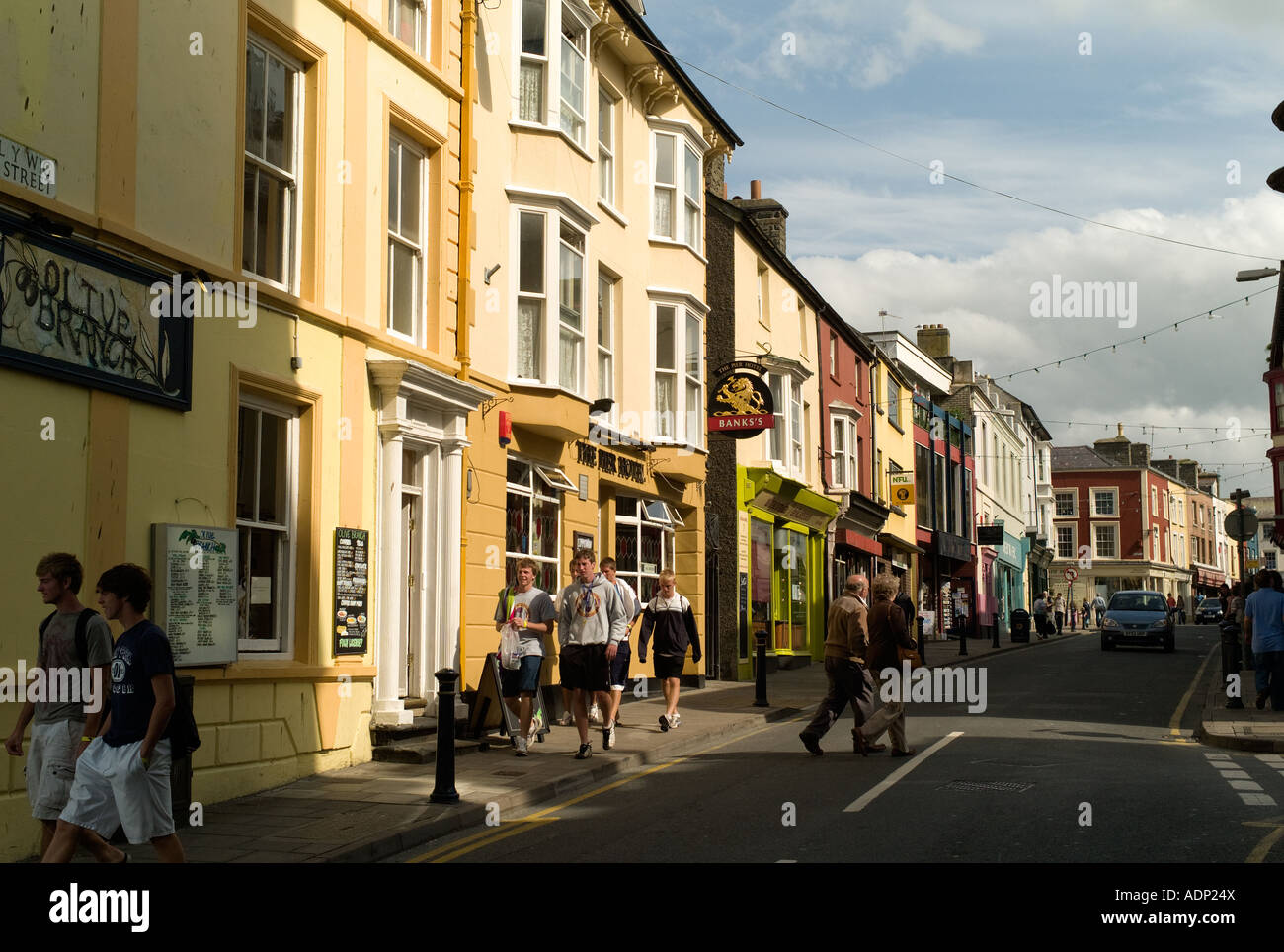 houses cafes and shops on Pier street Aberystwyth Ceredigion wales ...