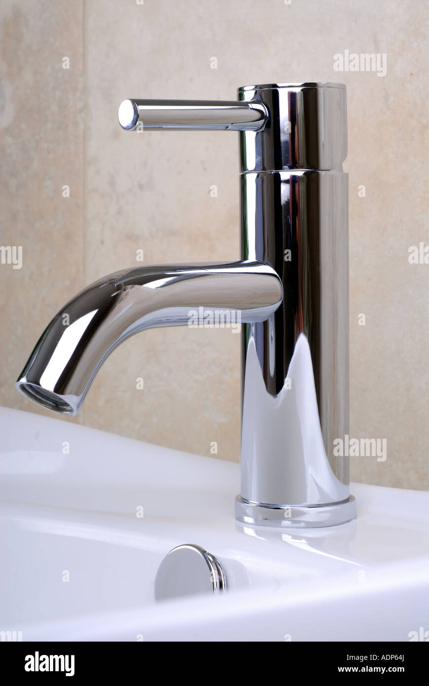 Single Lever Modern Chrome Bathroom Tap Faucet Stock Photo - Alamy