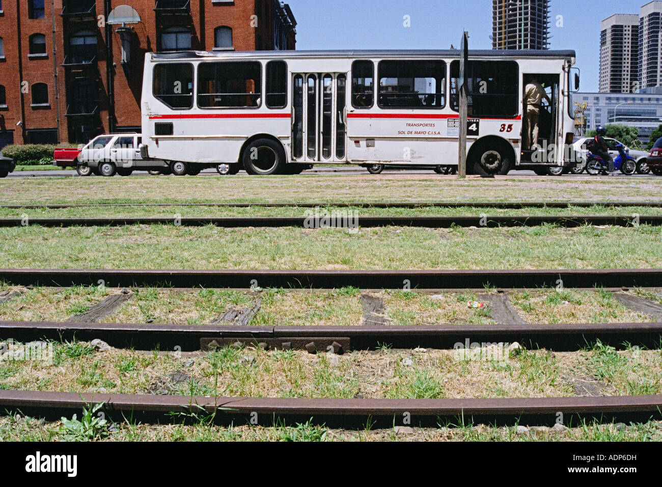Bus and Tram Lines Stock Photo - Alamy
