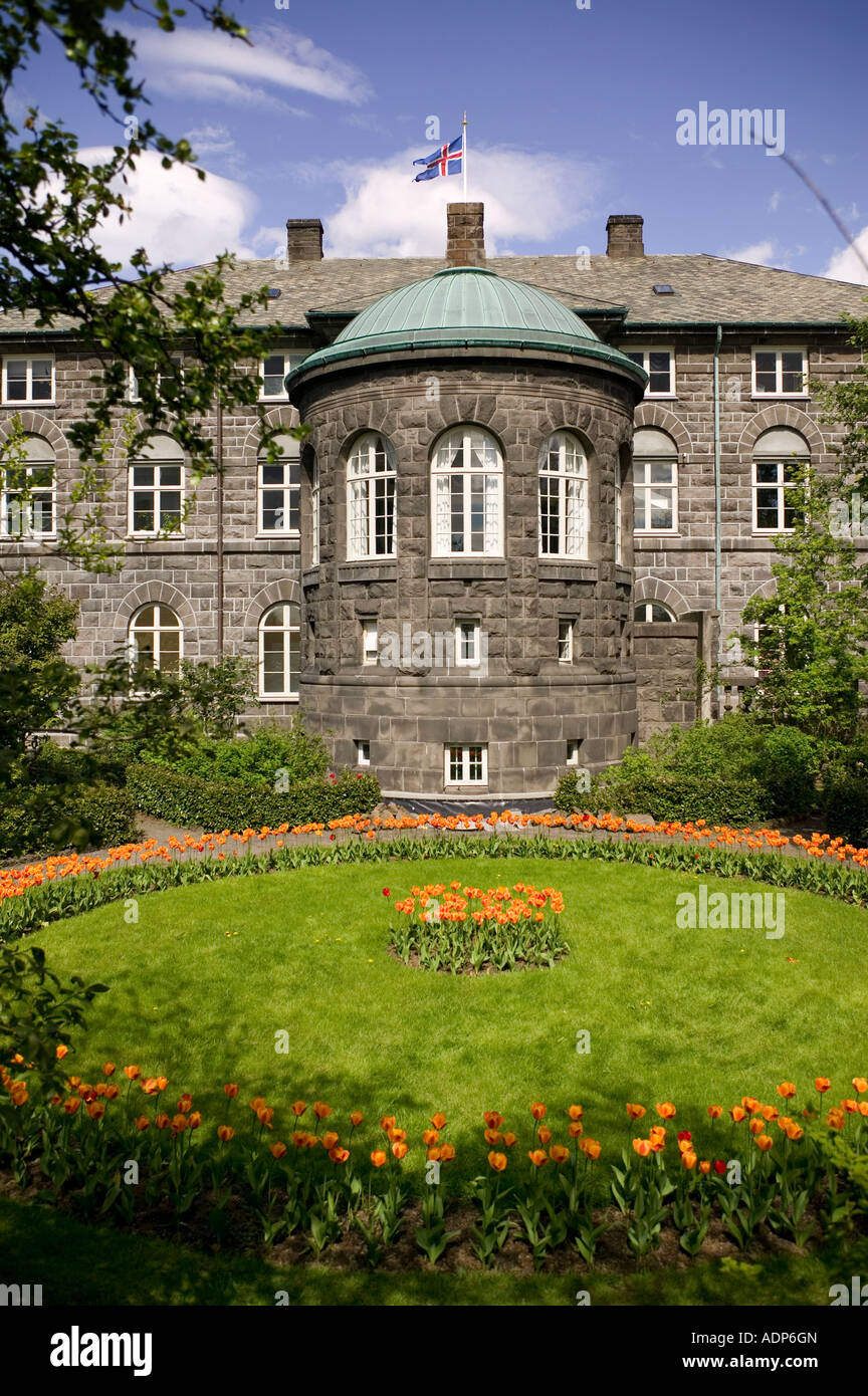 Althingi, the Icelandic parliament house and garden Stock Photo - Alamy