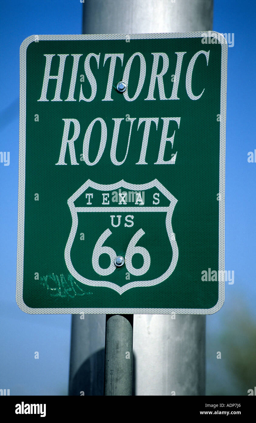 sign of the historic route 66 in Amarillo Texas USA Stock Photo - Alamy