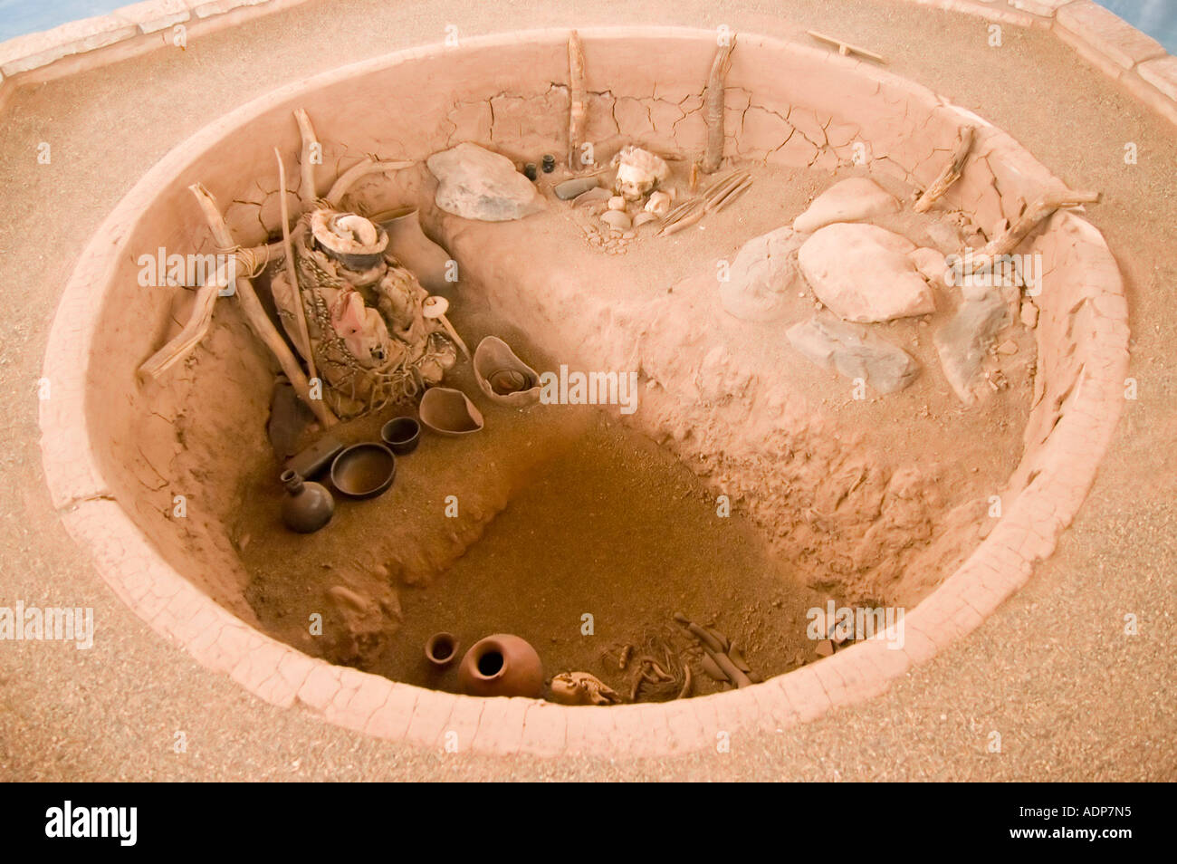 indian grave with mummie at the Archeological Museum Padre le Paige San ...