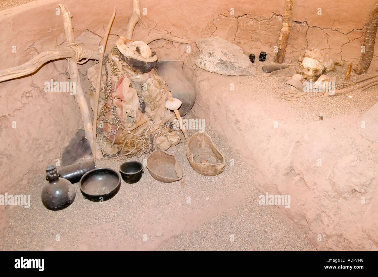 indian grave with mummie at the Archeological Museum Padre le Paige San ...