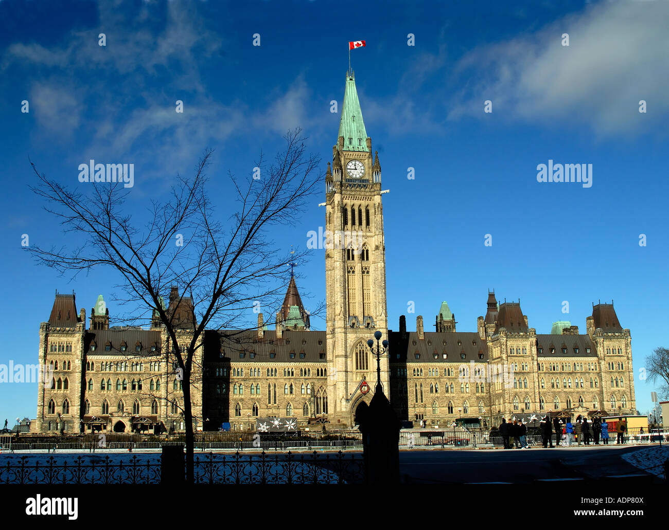 Canadian Parliament Buildings Centre Block Building Exterior With Peace ...