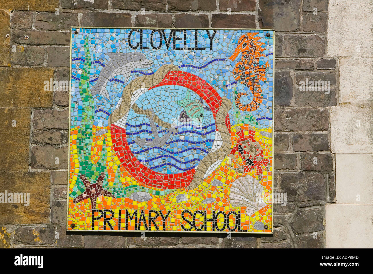 Clovelly primary school sign, devon, UK Stock Photo - Alamy