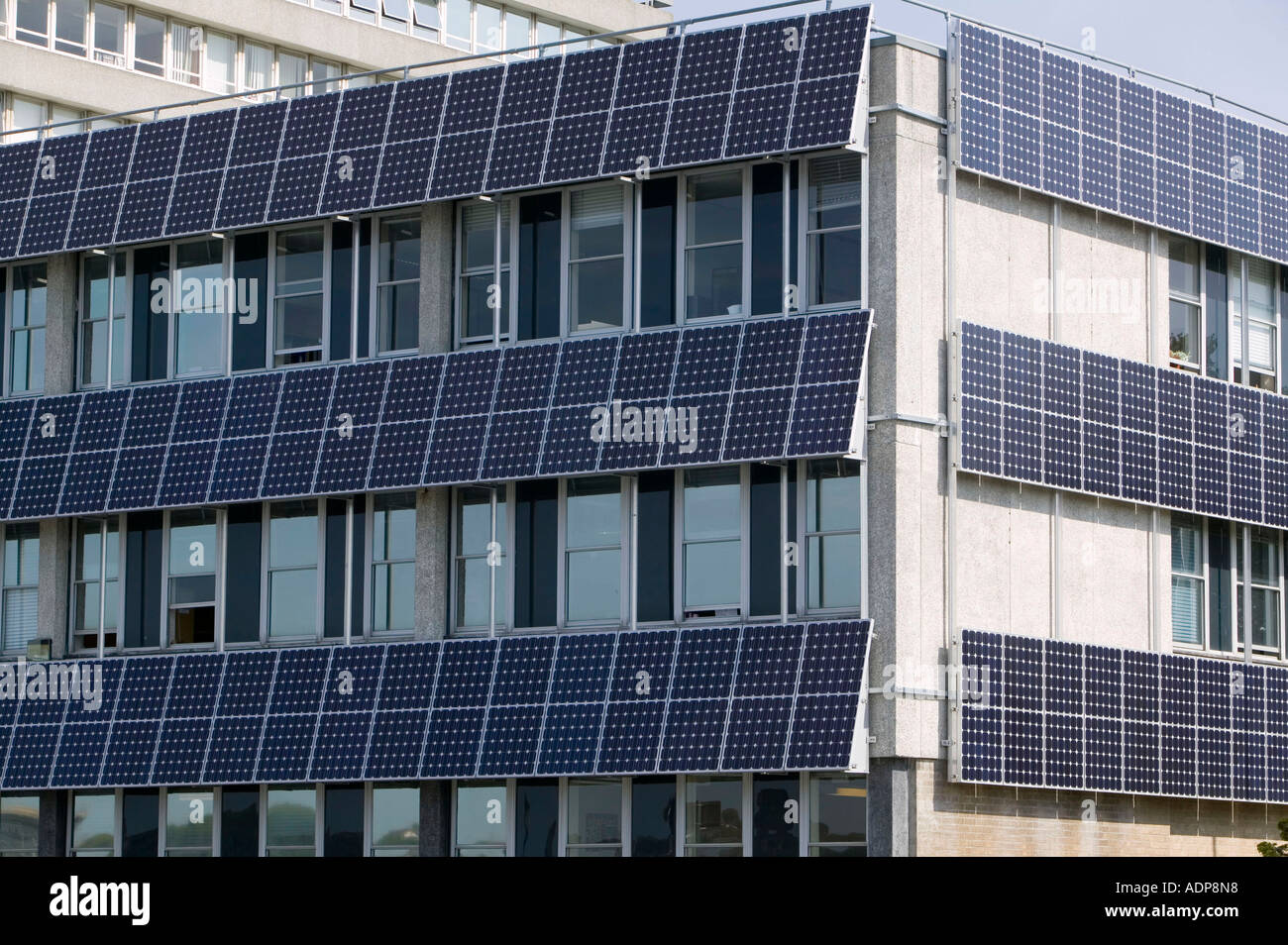 photo electric cells on a building in Barnstaple, Devon, UK Stock Photo ...