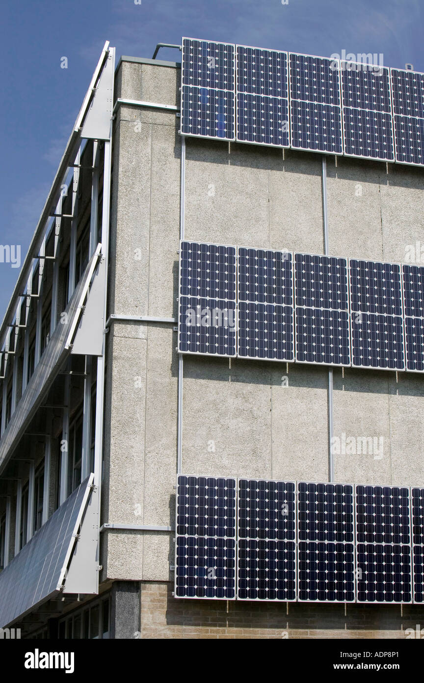photo electric cells on a building in Barnstaple, Devon, UK Stock Photo ...