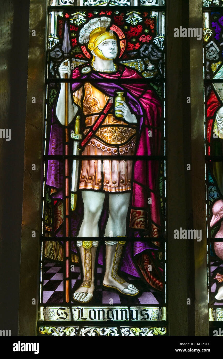 Stained glass window of St Longinus in Stoke church, Hartland point ...