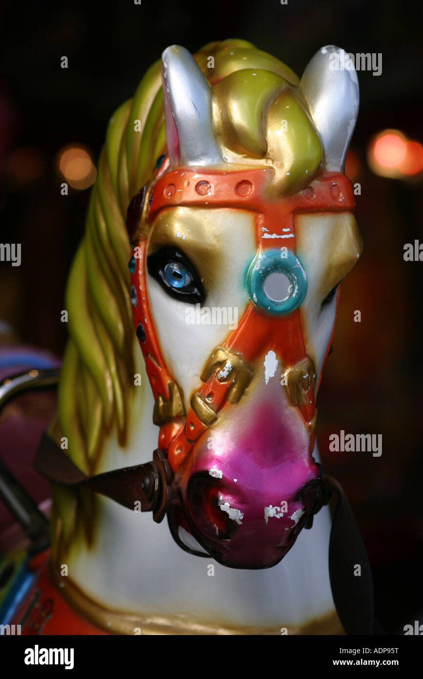 Child's amusement arcade ride horse Cornwall UK Stock Photo - Alamy