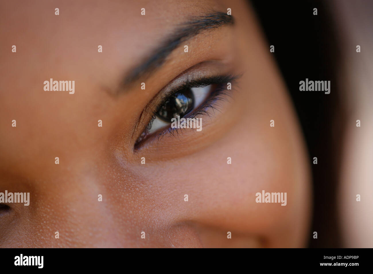 Young woman's eye, smiling, close-up African American Adult (20-25 ...