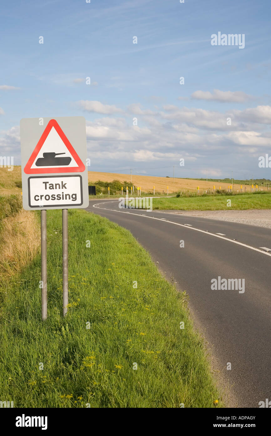 Tank Crossing warning sign on the A360 Salisbury Plain Wilts UK Stock ...