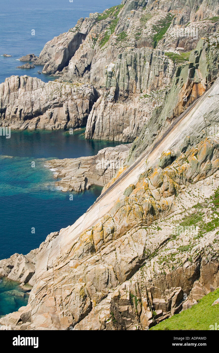 The Devils Slide, a classic sea cliff climb on Lundy Island, Devon, UK ...