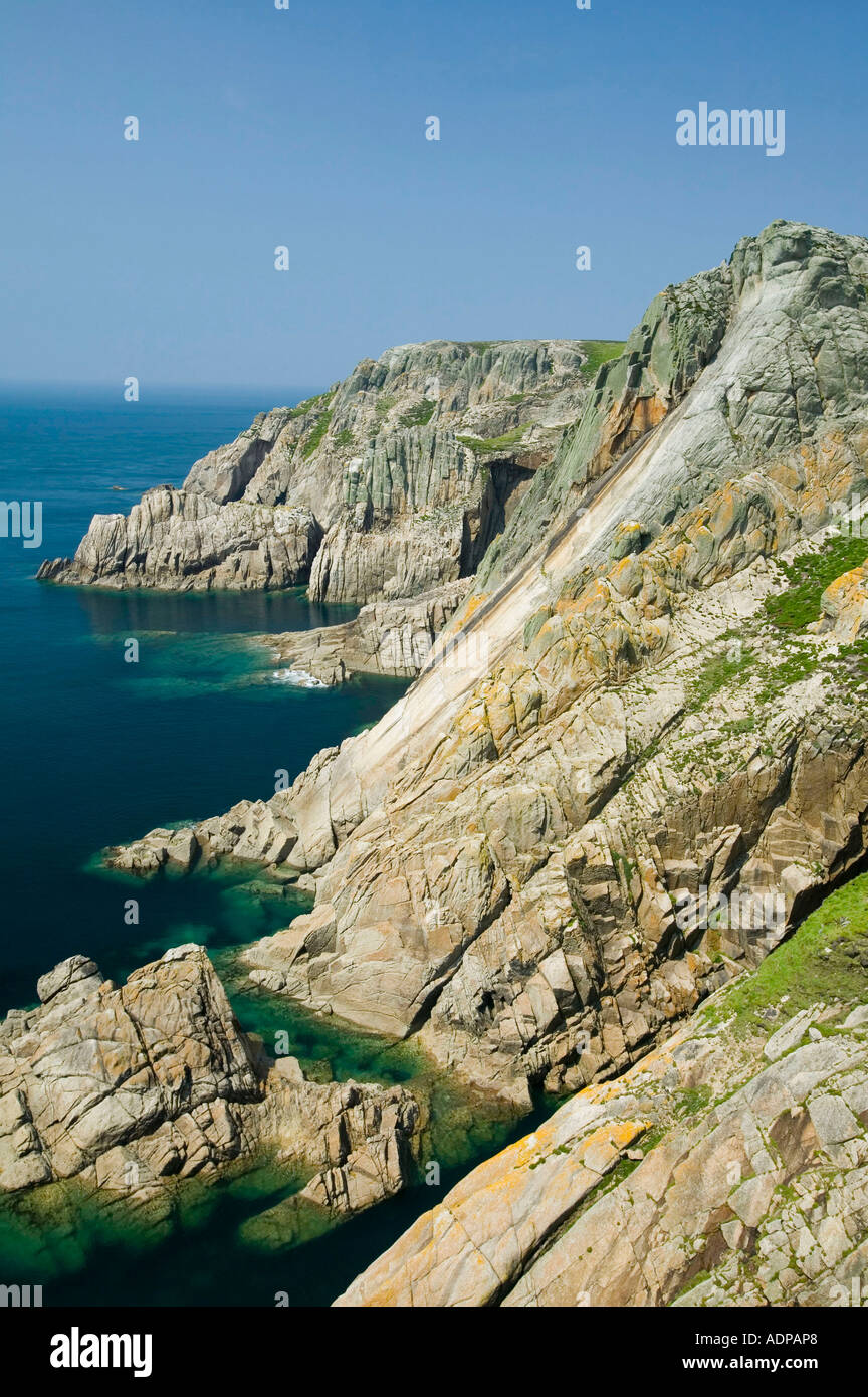 The devils slide, a classic sea cliff climb on Lundy Island, Devon, UK ...