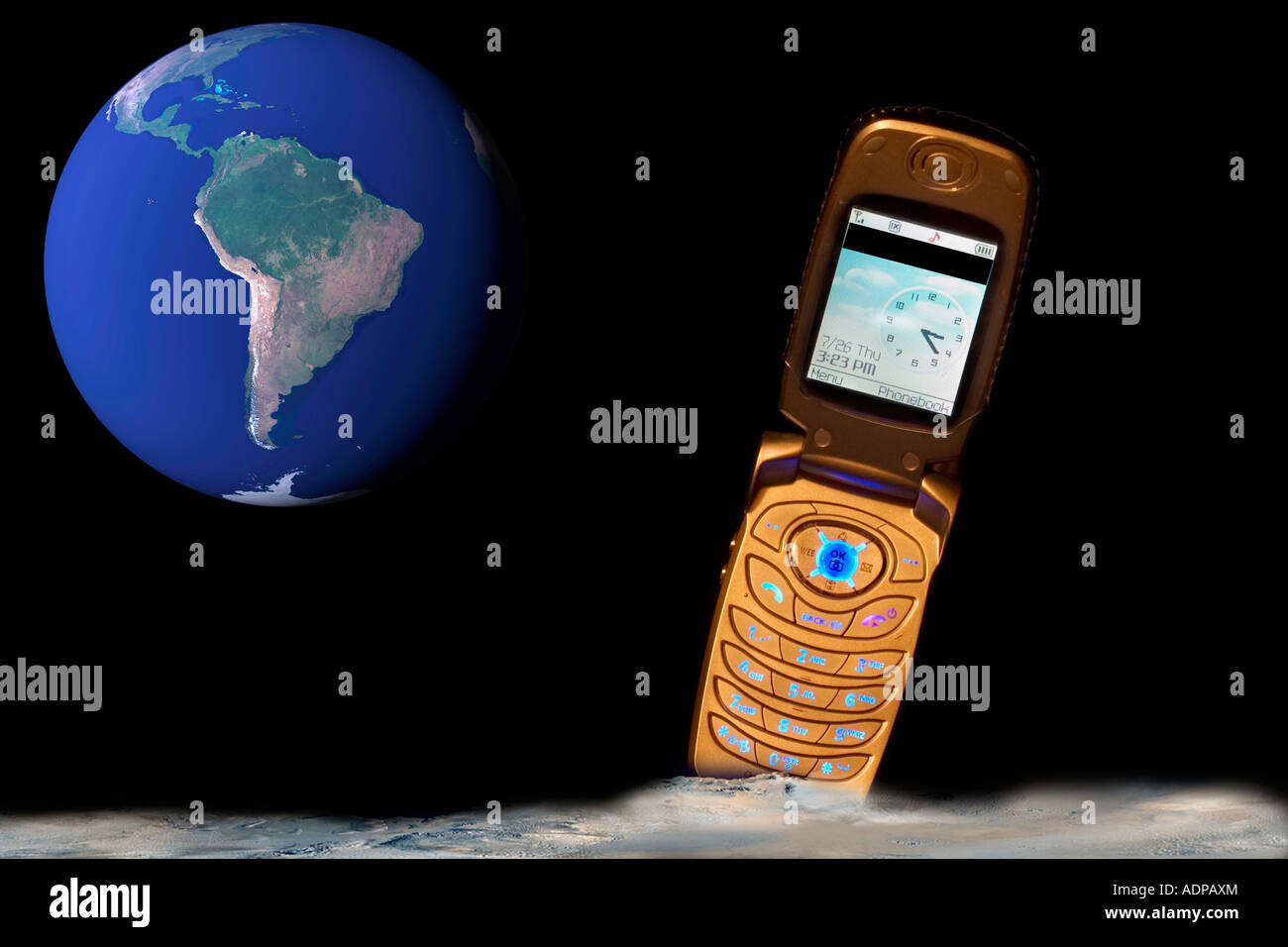 Planet earth as seen from space with juxtaposition of cellular ...