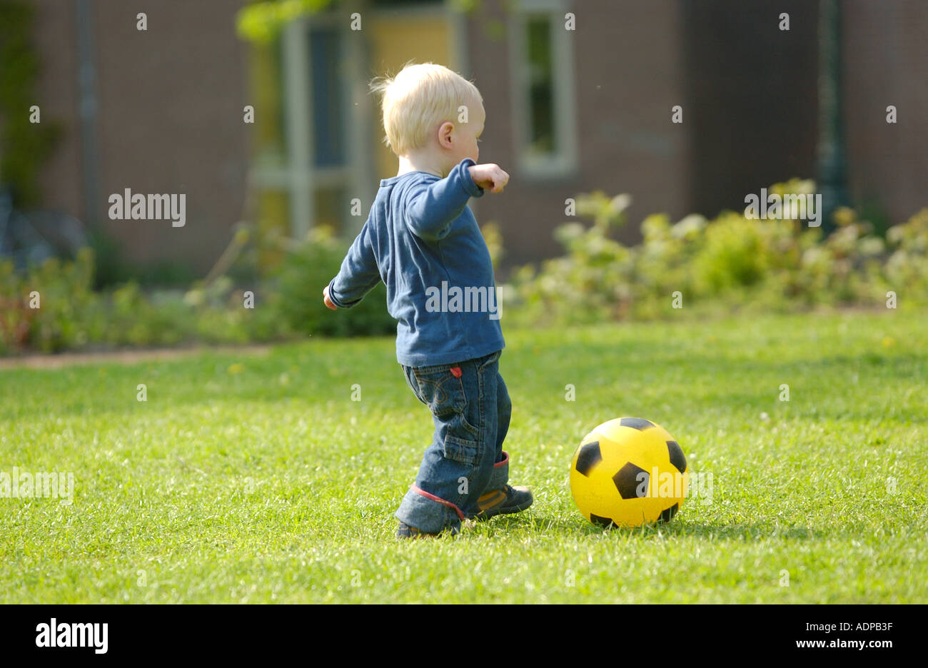 Little boy playing with ball Stock Photo - Alamy
