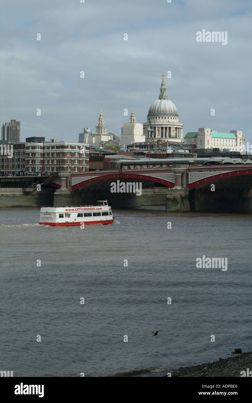 London skyline with river Thames and boat ferry Stock Photo - Alamy