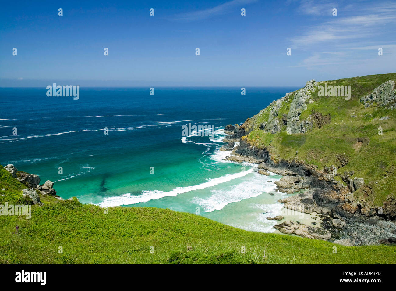 coastal scenery on the south west coast path near Zennor, cornwall, UK ...