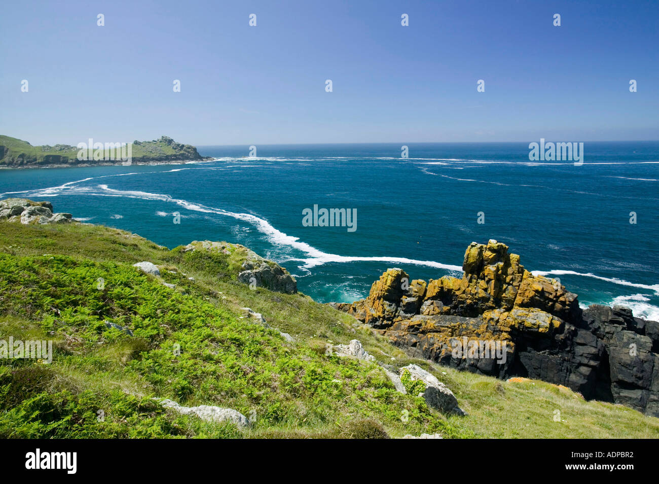 coastal scenery on the south west coast path near Zennor, cornwall, UK ...